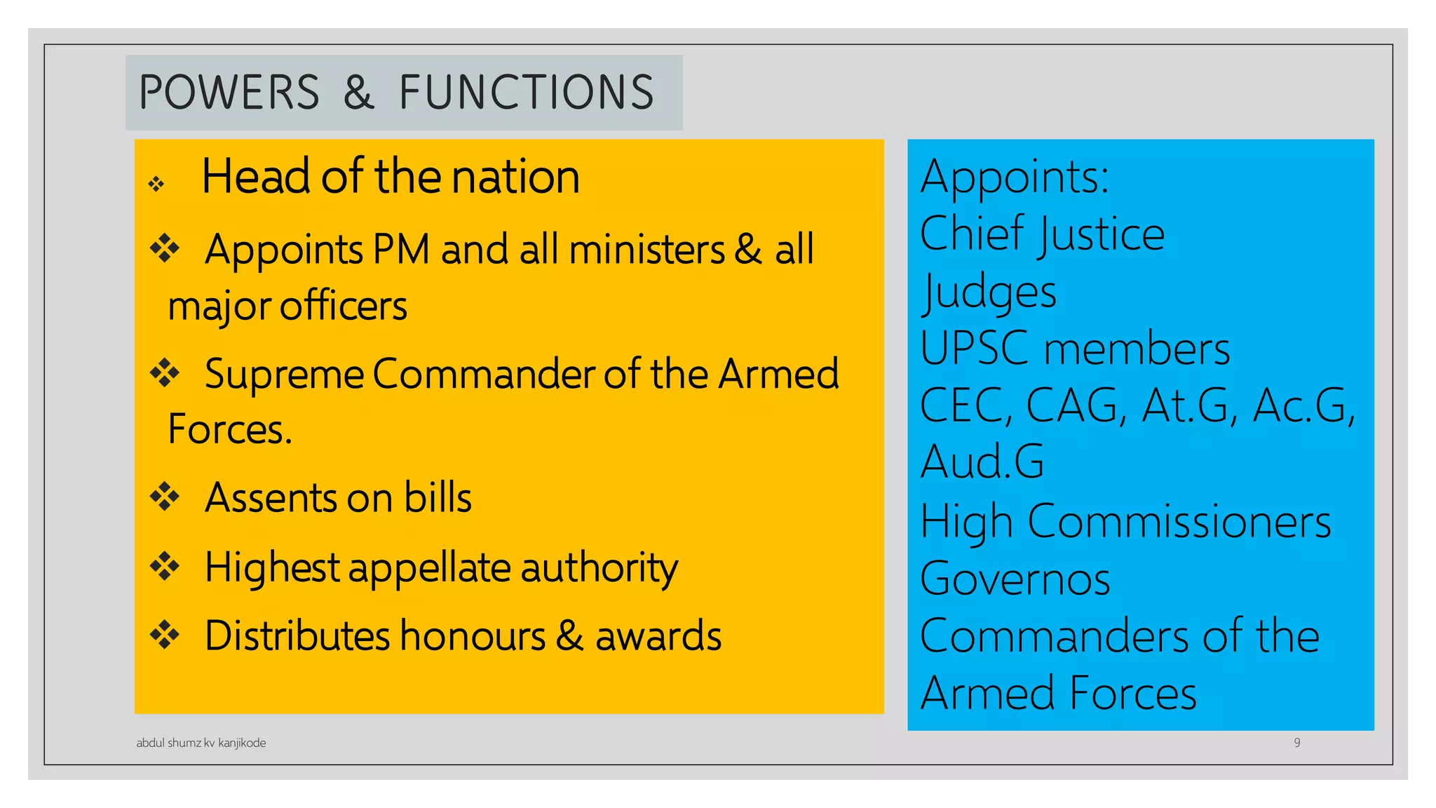 Powers & Functions of the Prime Minister, Dem. Poli. Grade 9 cbse | PDF