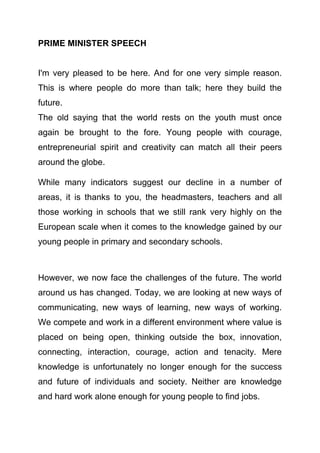 Prime minister speech | PDF
