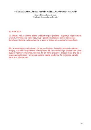 Primena elektronskog poslovanjakroz poslovanje agencije 4all elektronsko poslovanje 2 | PDF