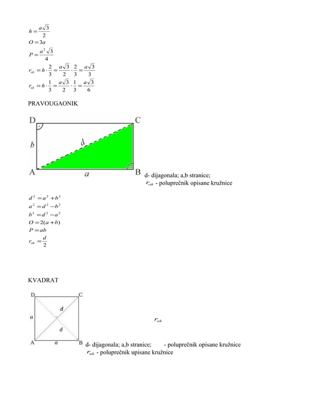 Primena pitagorine teoreme_-_formule- | DOC