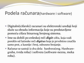 Primena računara u elektrotehnici ,računarski sistem | PPTX