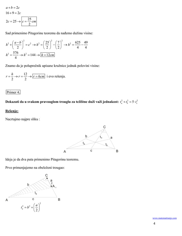 Primene slicnosti na_pravougli_trougao | PDF