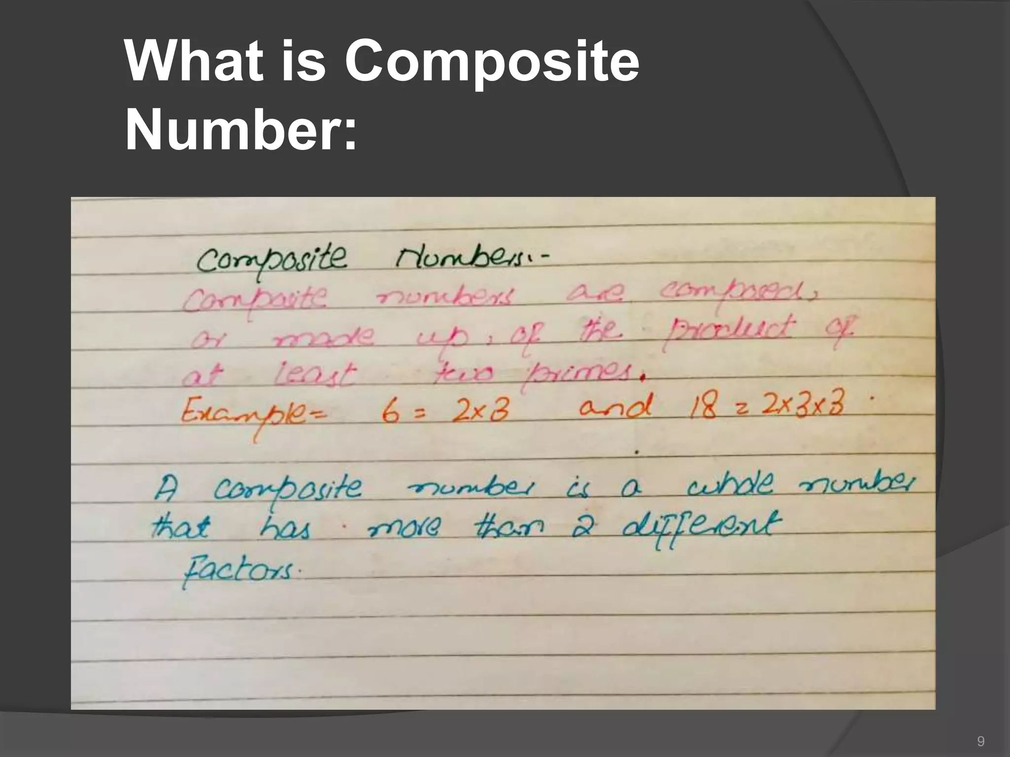 Prime numbers,whole numbers and composite numbers | PPT
