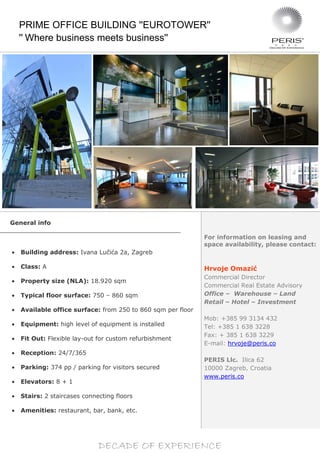 Prime office building eurotower peris | PDF | Office Property | Real Estate