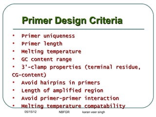 PCR Primer desining | PPT