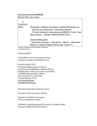 Primera generacion educacional del imced | PDF