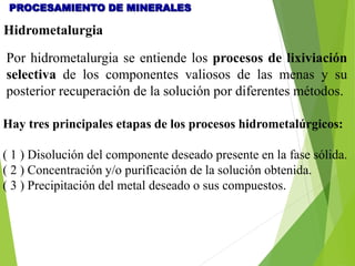 Primera clase procesamiento de minerales | PPT