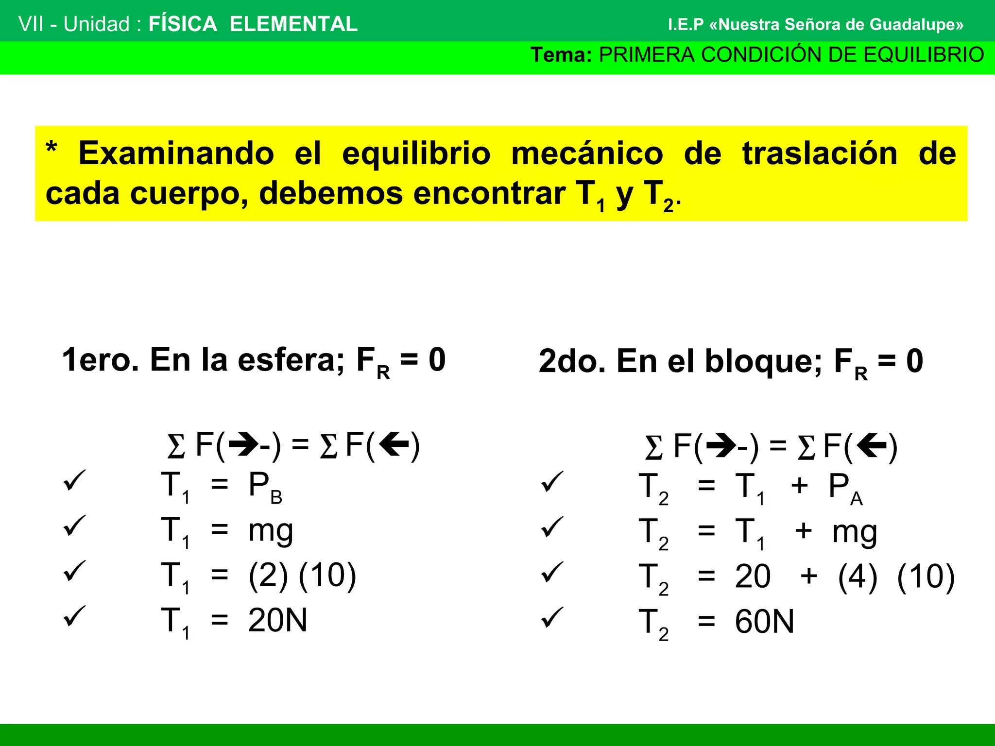 Primera condición de equilibrio | PPT