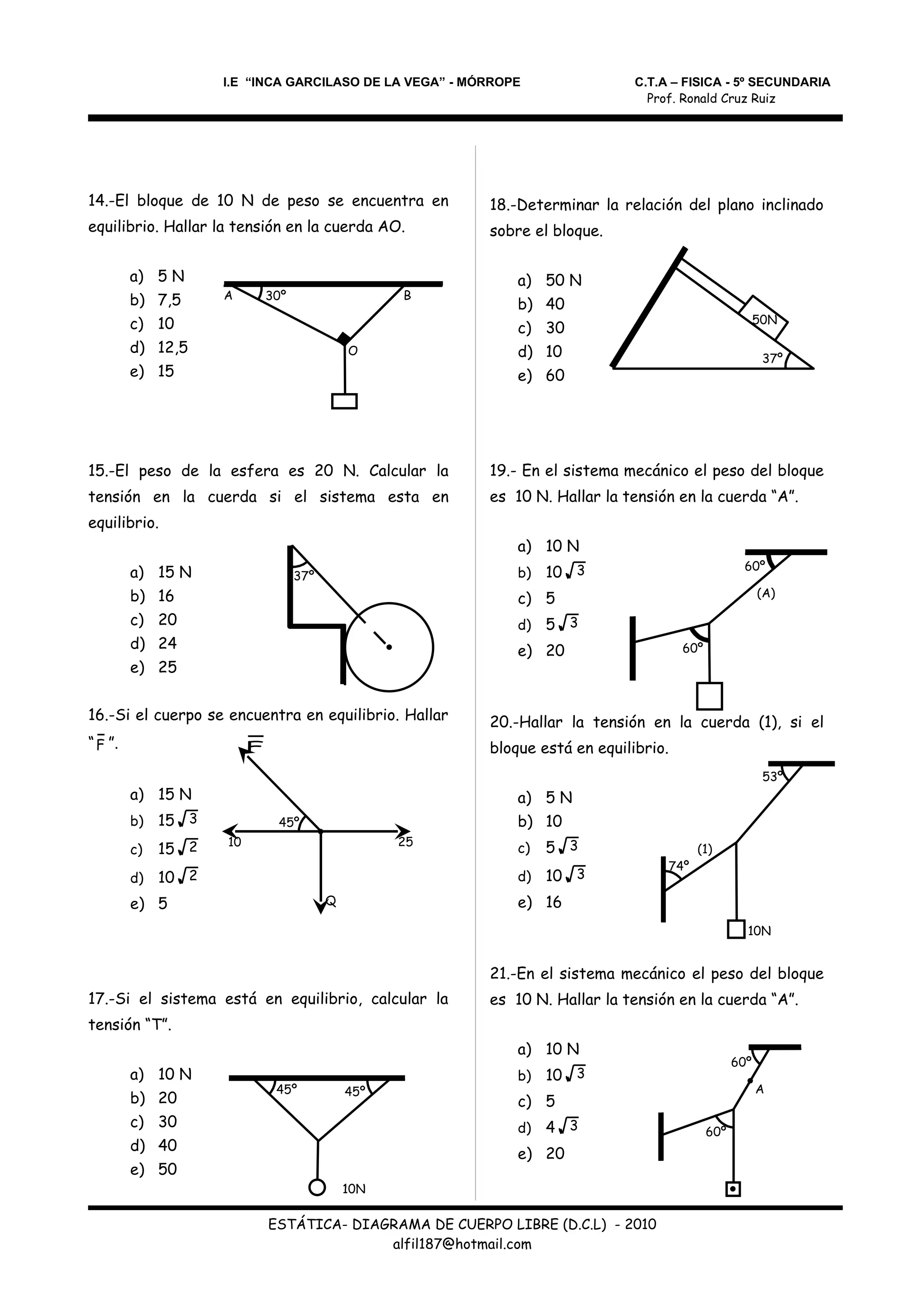 PRIMERA CONDICION DE EQUILIBRIO - ESTÁTICA | DOC