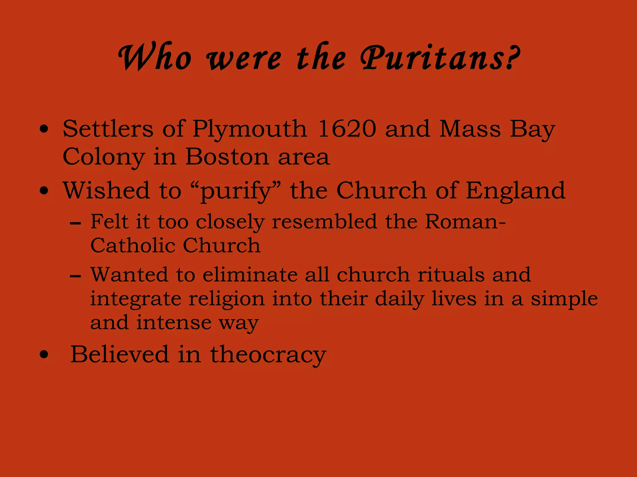 Primer And Puritan Life Slide Show | PPT