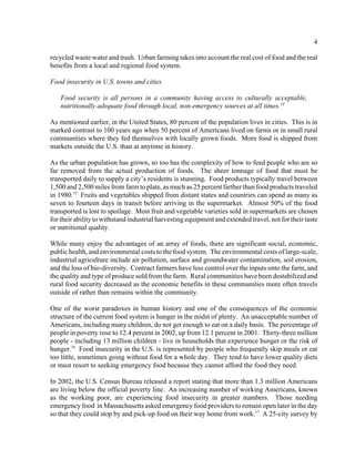 Urban Agriculture and Community Food Security in the United States | PDF