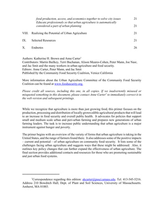 Urban Agriculture and Community Food Security: Farming from the City ...