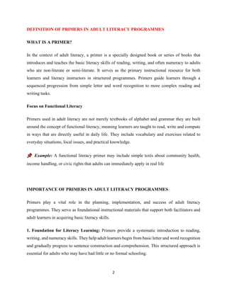 Comprehensive Guide to Primer Construction in Adult Education for ...