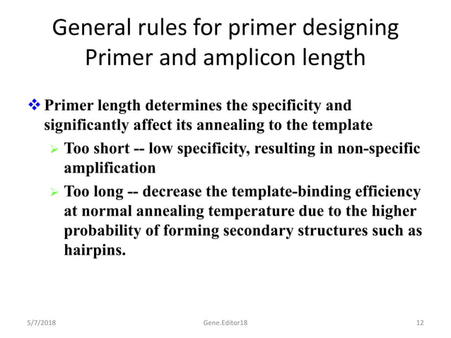 Primer Designing (General Rules) | PPTX | Chemistry | Science