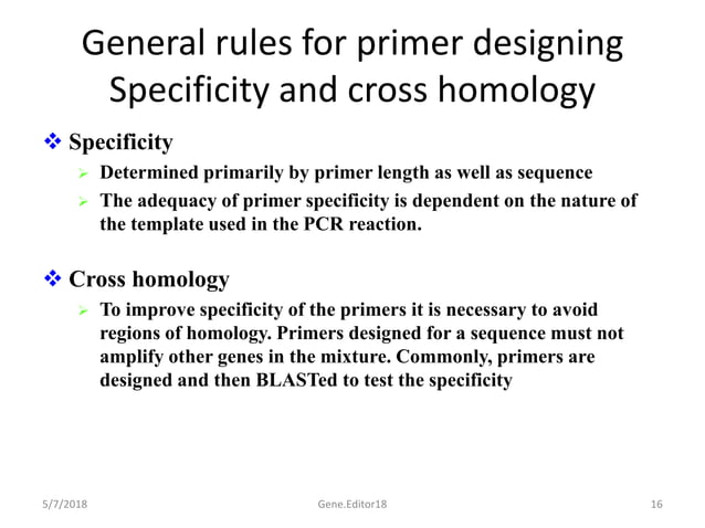 Primer Designing (General Rules) | PPTX | Chemistry | Science