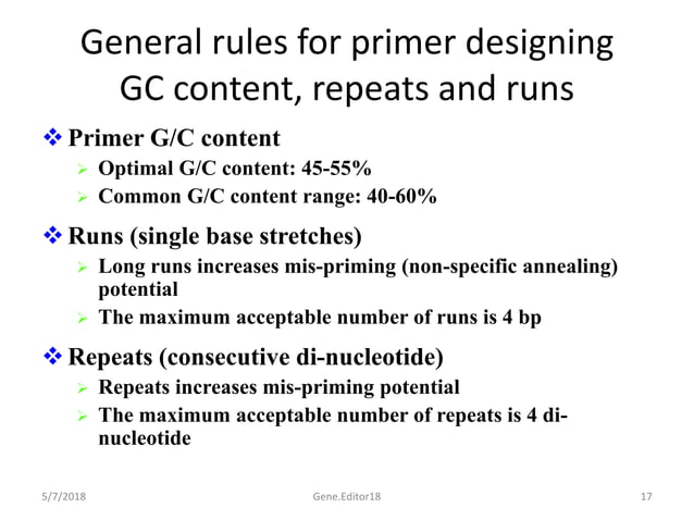 Primer Designing (General Rules) | PPTX | Chemistry | Science