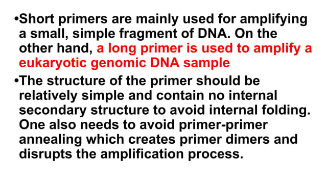 PRIMER DESIGNING RECOMBINANT DNA TECHNOLOGY Primer designing | PPT