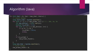 C vs Java: Finding Prime Numbers | PPTX