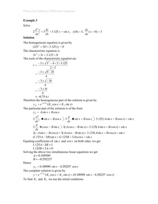 Primer for ordinary differential equations | PDF