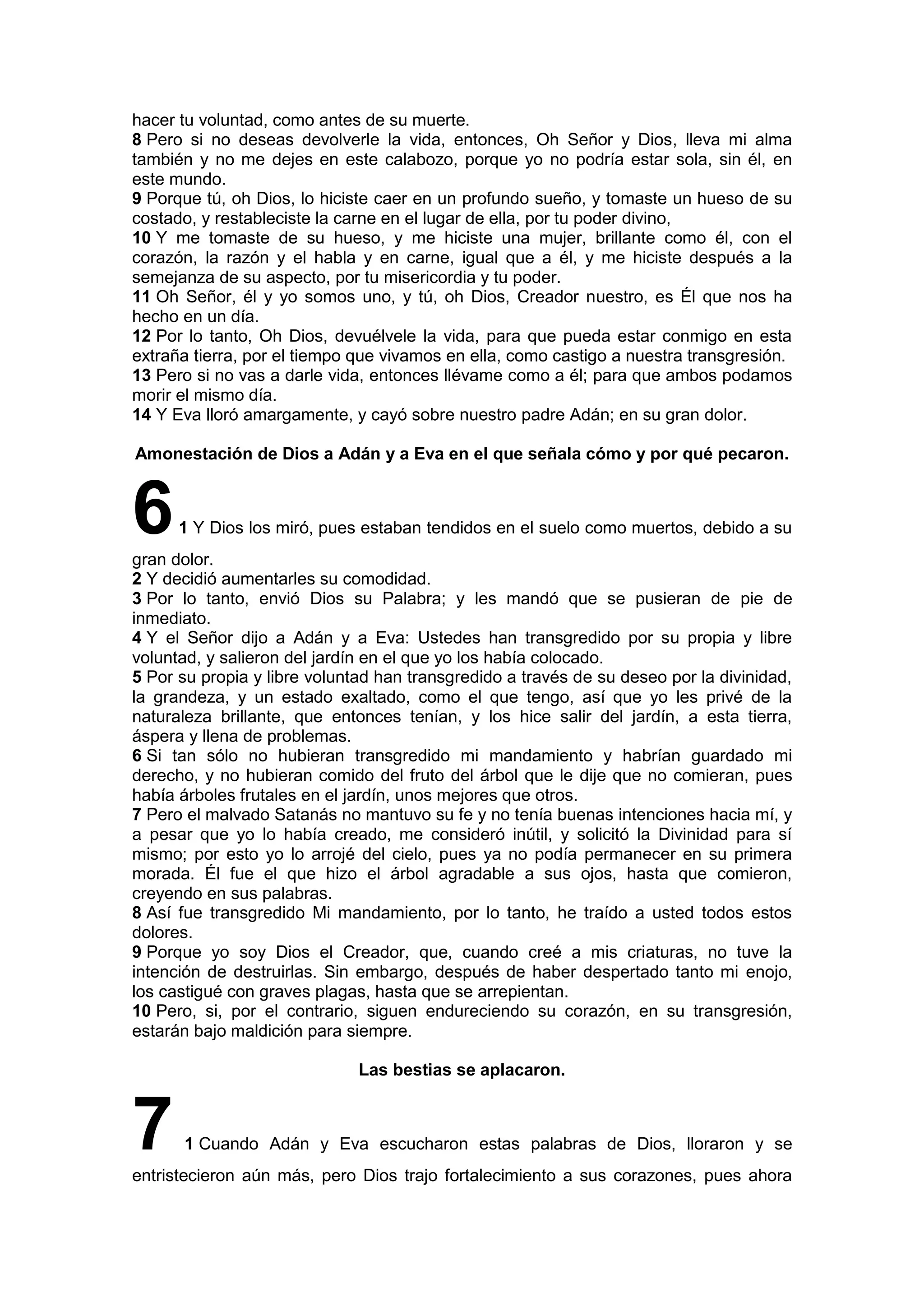 Primer libro de la vida de Adán y Eva | PDF