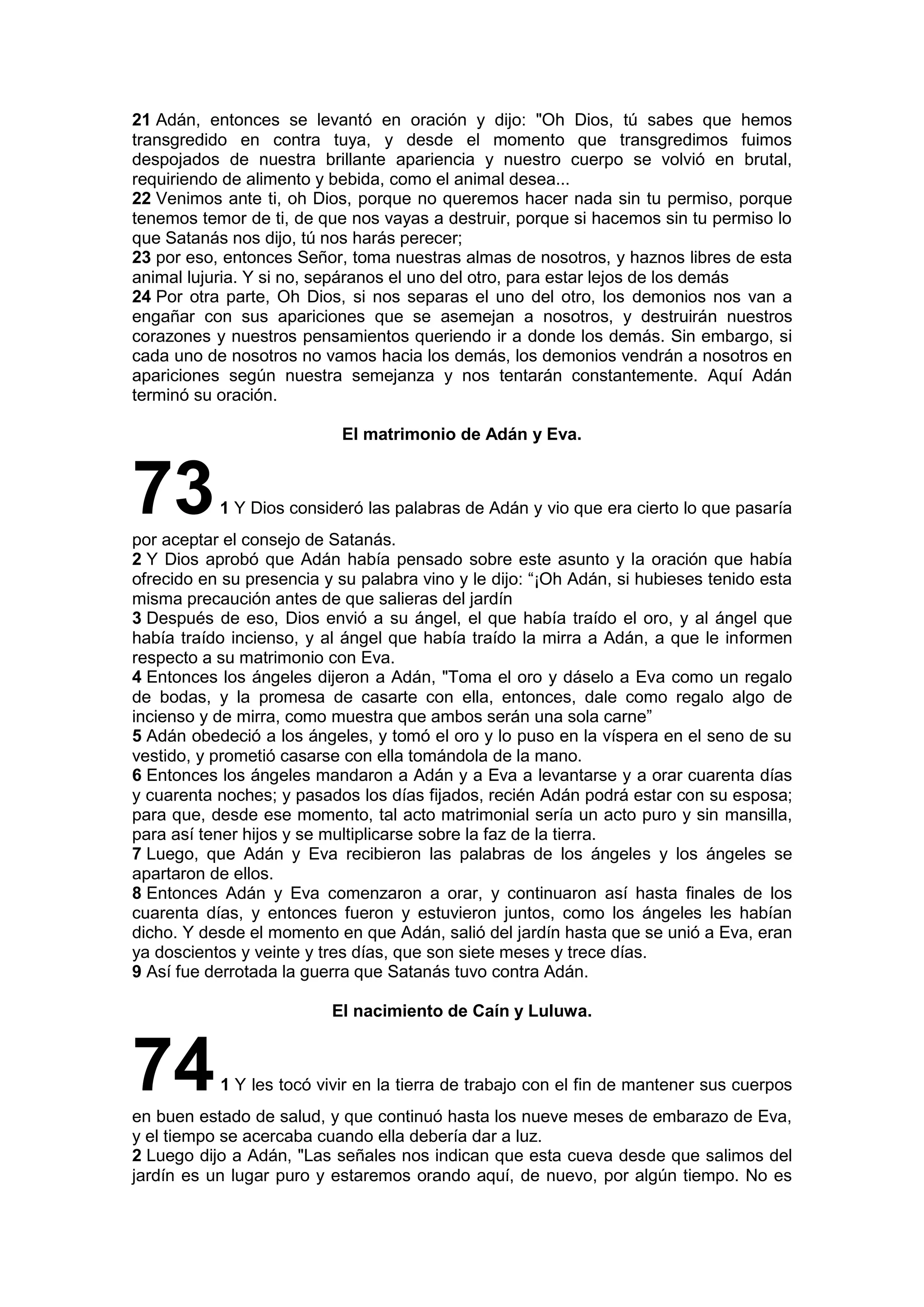 Primer libro de la vida de Adán y Eva | PDF