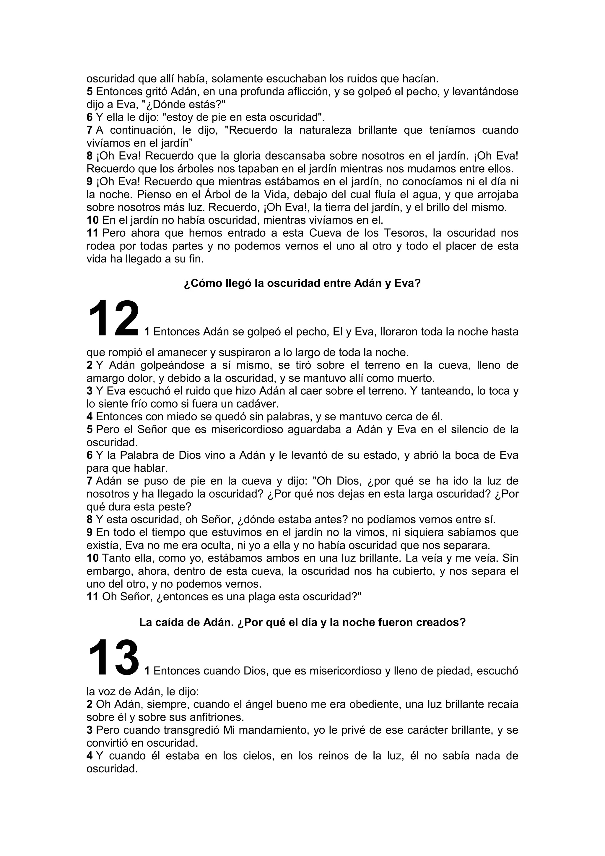 Primer libro de la vida de Adán y Eva | PDF