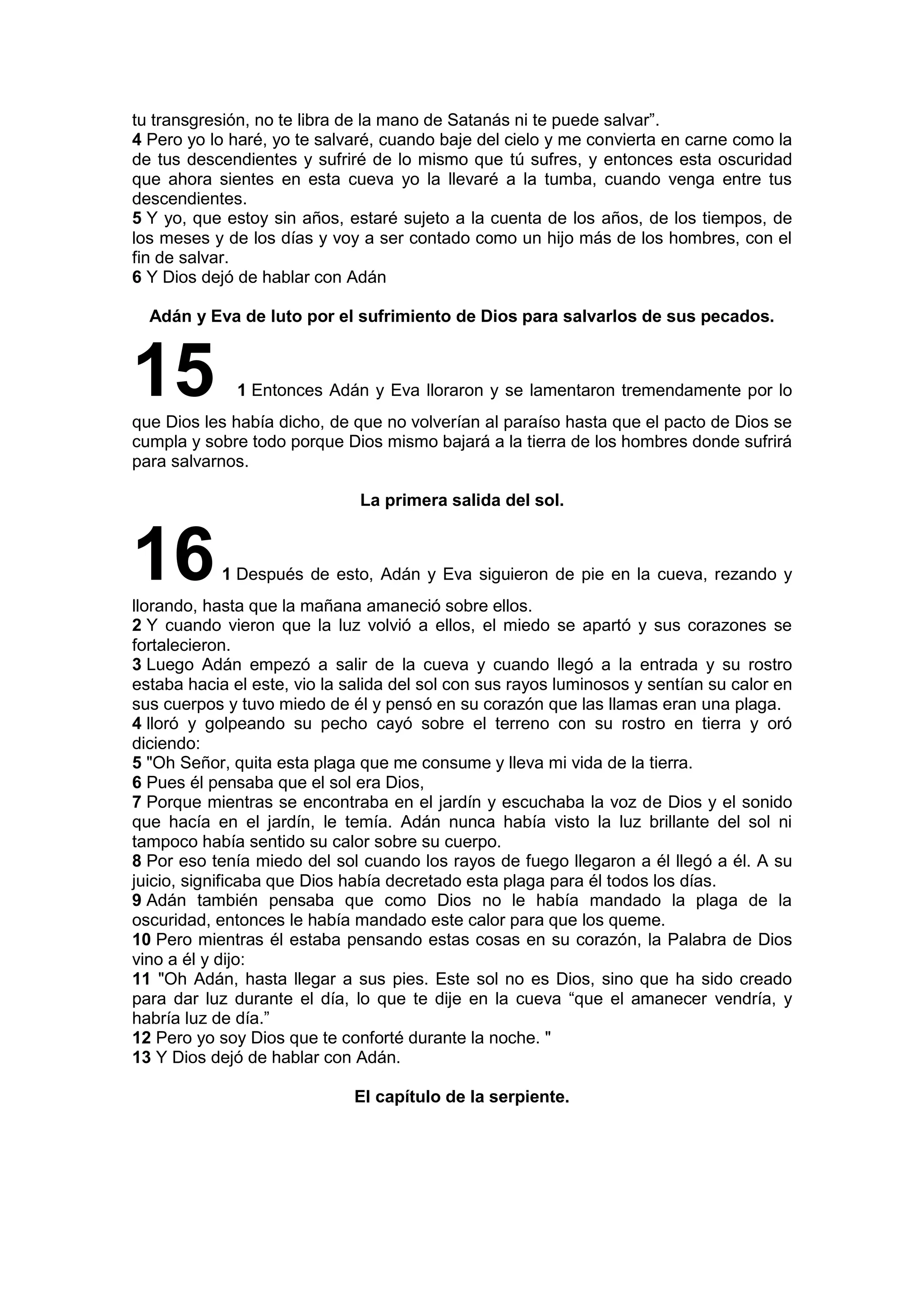 Primer libro de la vida de Adán y Eva | PDF