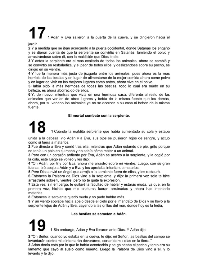 Primer libro de la vida de Adán y Eva | PDF