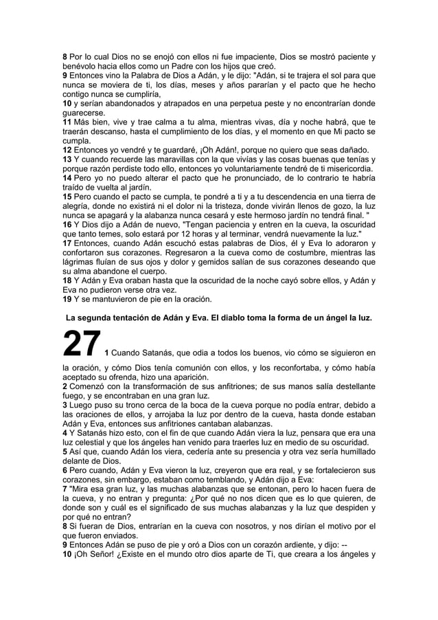 Primer libro de la vida de Adán y Eva | PDF
