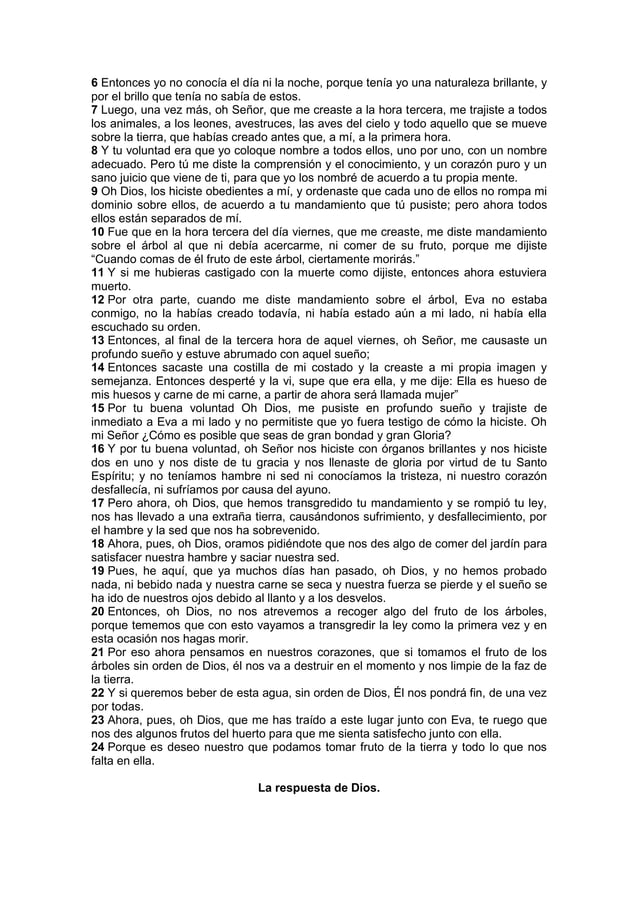 Primer libro de la vida de Adán y Eva | PDF