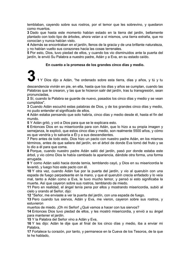 Primer libro de la vida de Adán y Eva | PDF
