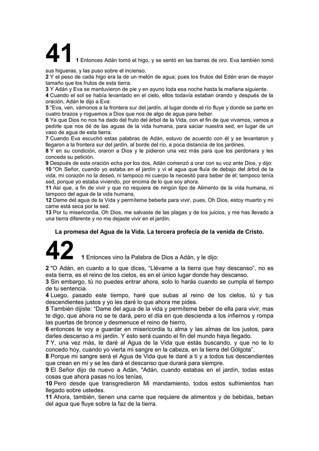 Primer libro de la vida de Adán y Eva | PDF