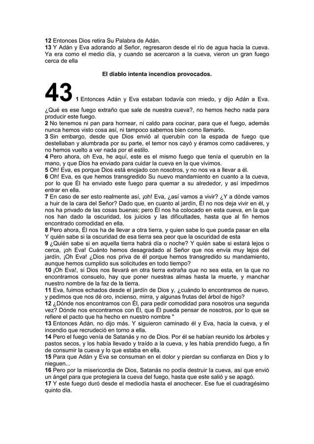 Primer libro de la vida de Adán y Eva | PDF