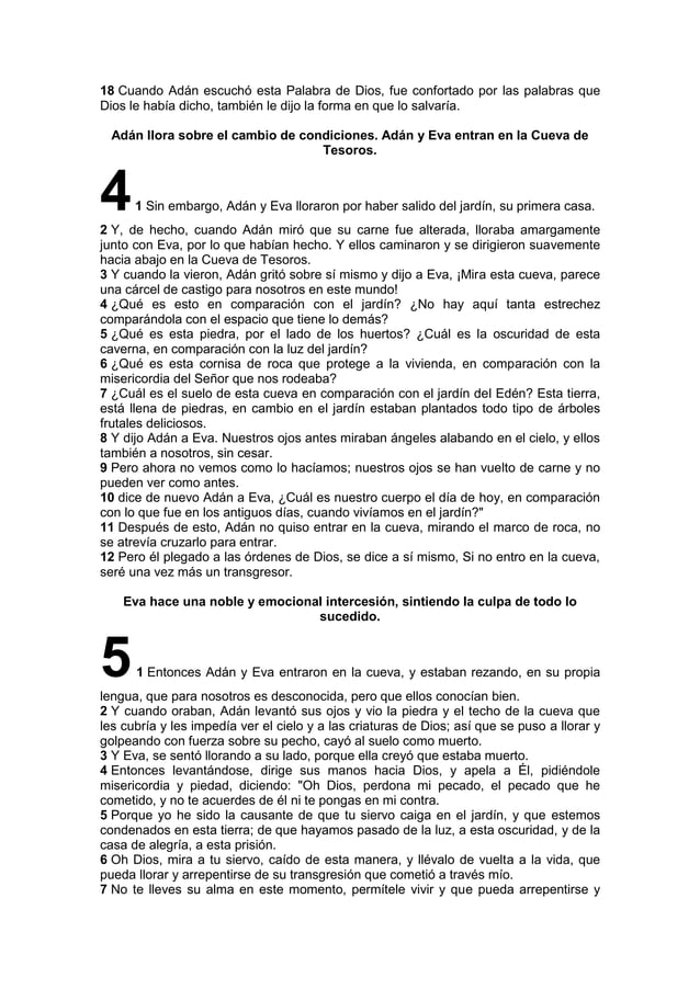 Primer libro de la vida de Adán y Eva | PDF