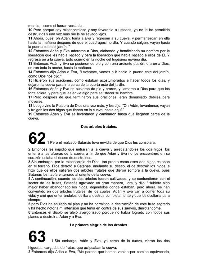 Primer libro de la vida de Adán y Eva | PDF