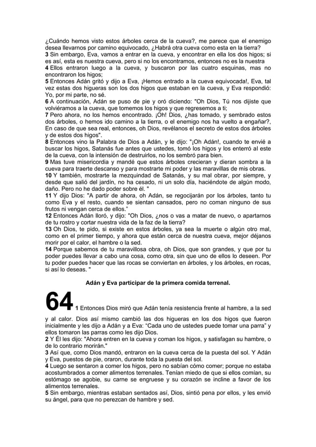 Primer libro de la vida de Adán y Eva | PDF