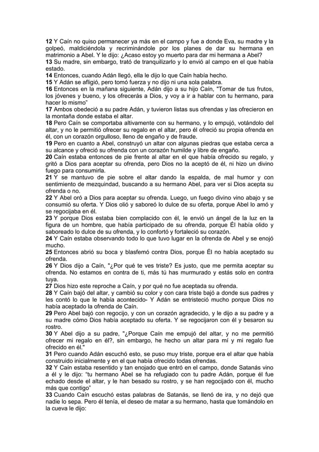 Primer libro de la vida de Adán y Eva | PDF