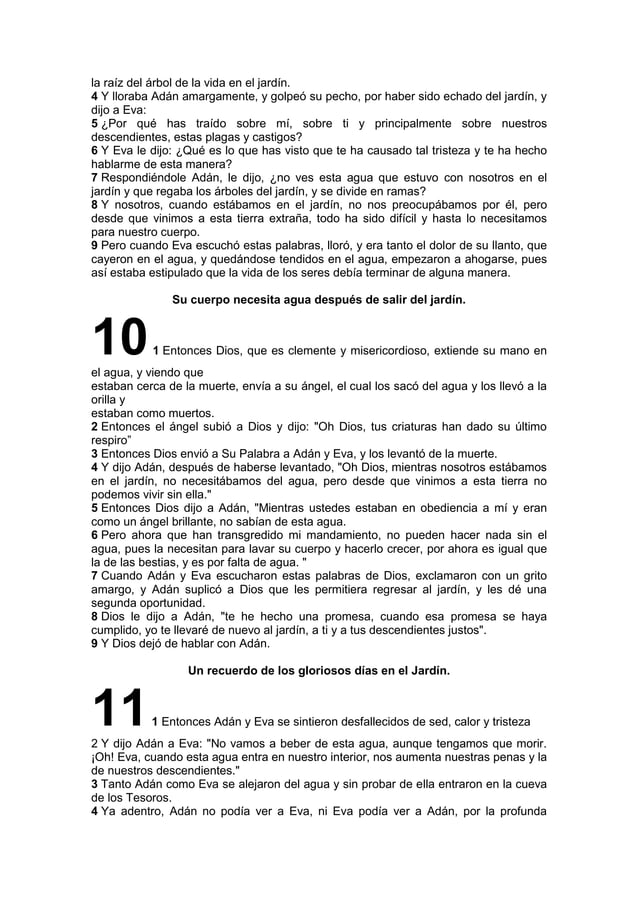 Primer libro de la vida de Adán y Eva | PDF