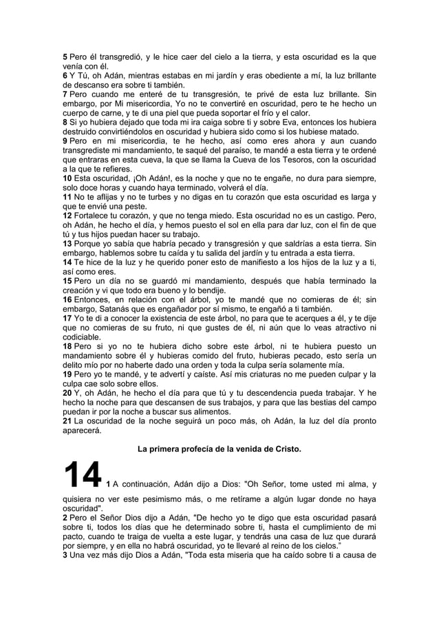 Primer libro de la vida de Adán y Eva | PDF