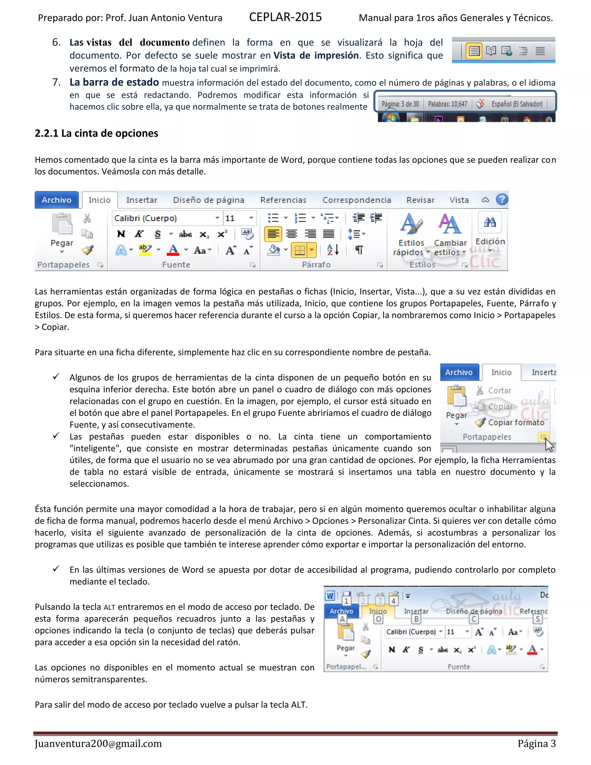 1ros Años - Primer manual de word 2010 básico | PDF