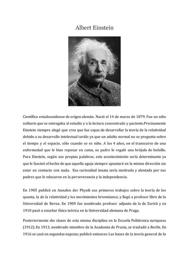 Primero a albert einstein | DOCX