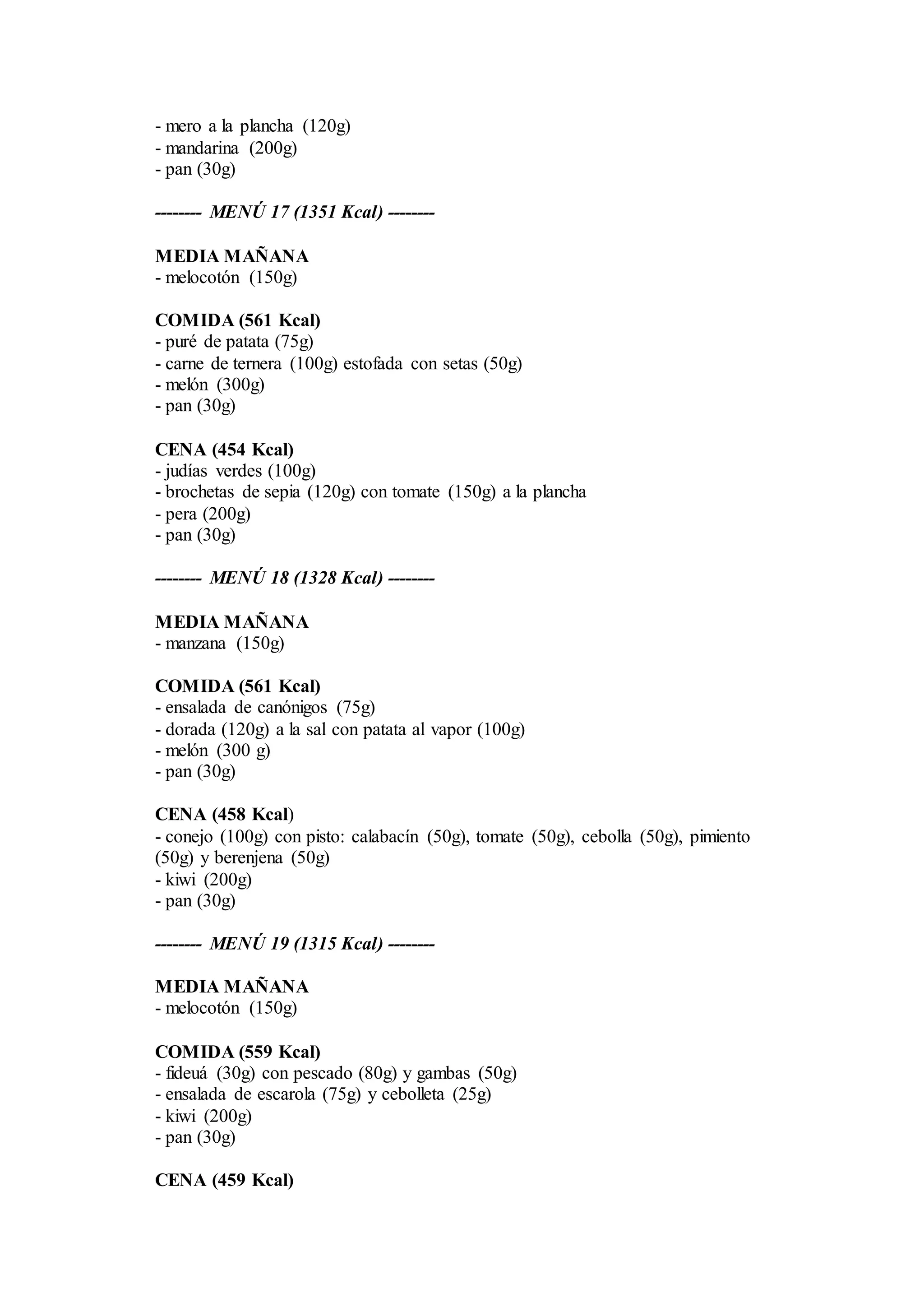 Primeros 90 menús para adelgazar | DOCX | Healthy Cooking and Eating ...