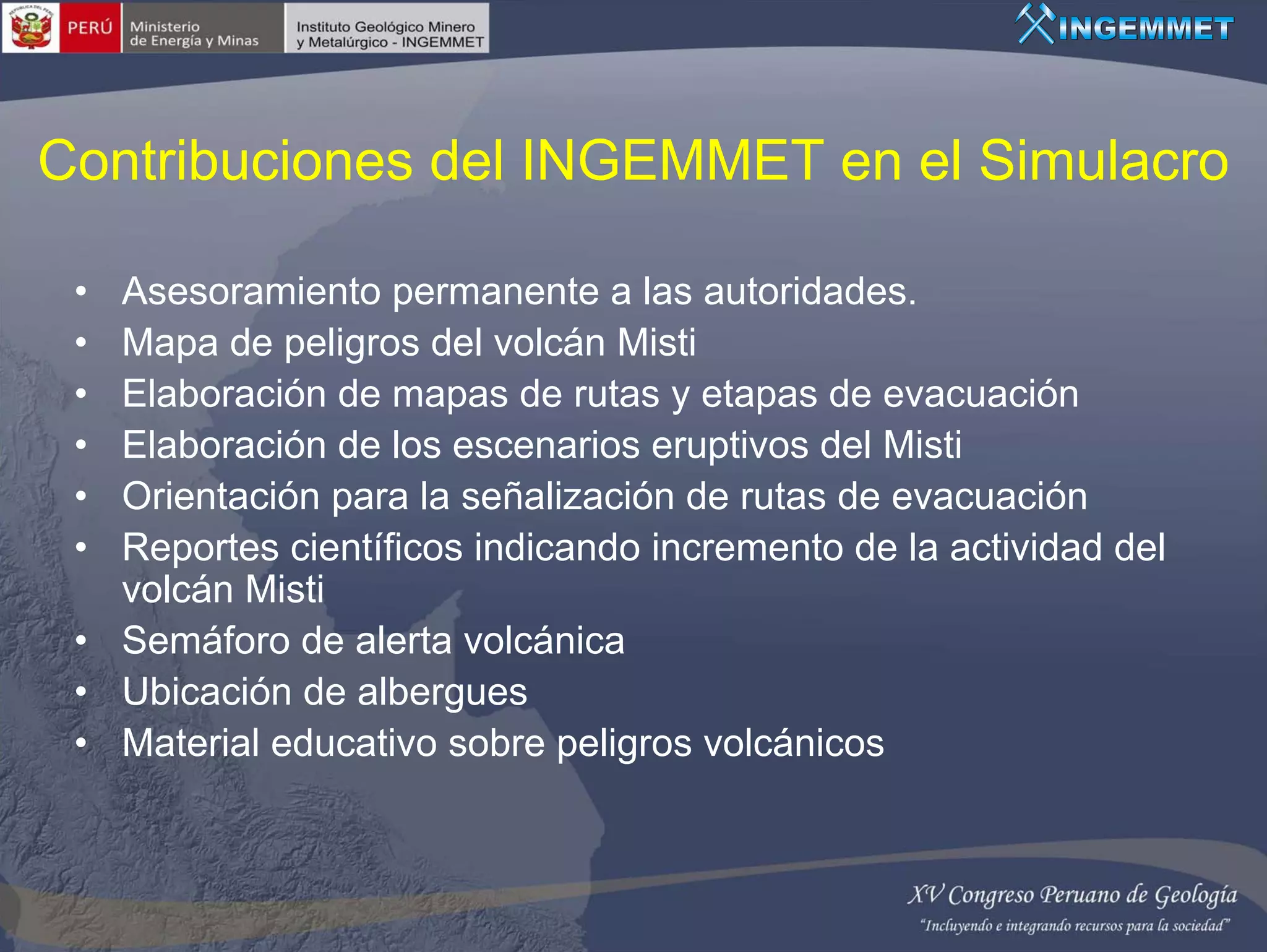 Primer simulacro de evacuación por erupción volcánica del misti ...