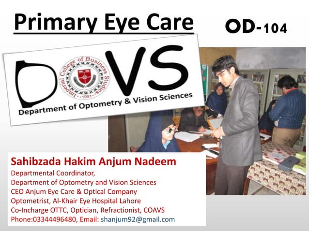 Primary eye care 8 Doctor of Optometry Care Of Lenses | PPT