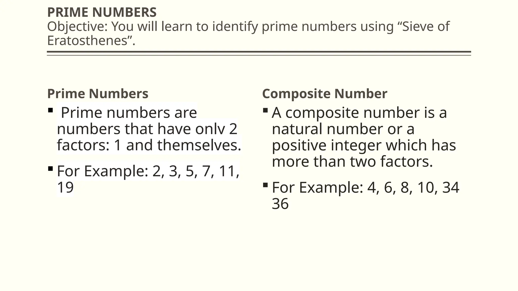 Primes, Highest Common Factor and Least common CHAPTER 1.pptx | Science