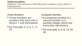 Primes, Highest Common Factor and Least common CHAPTER 1.pptx | Science