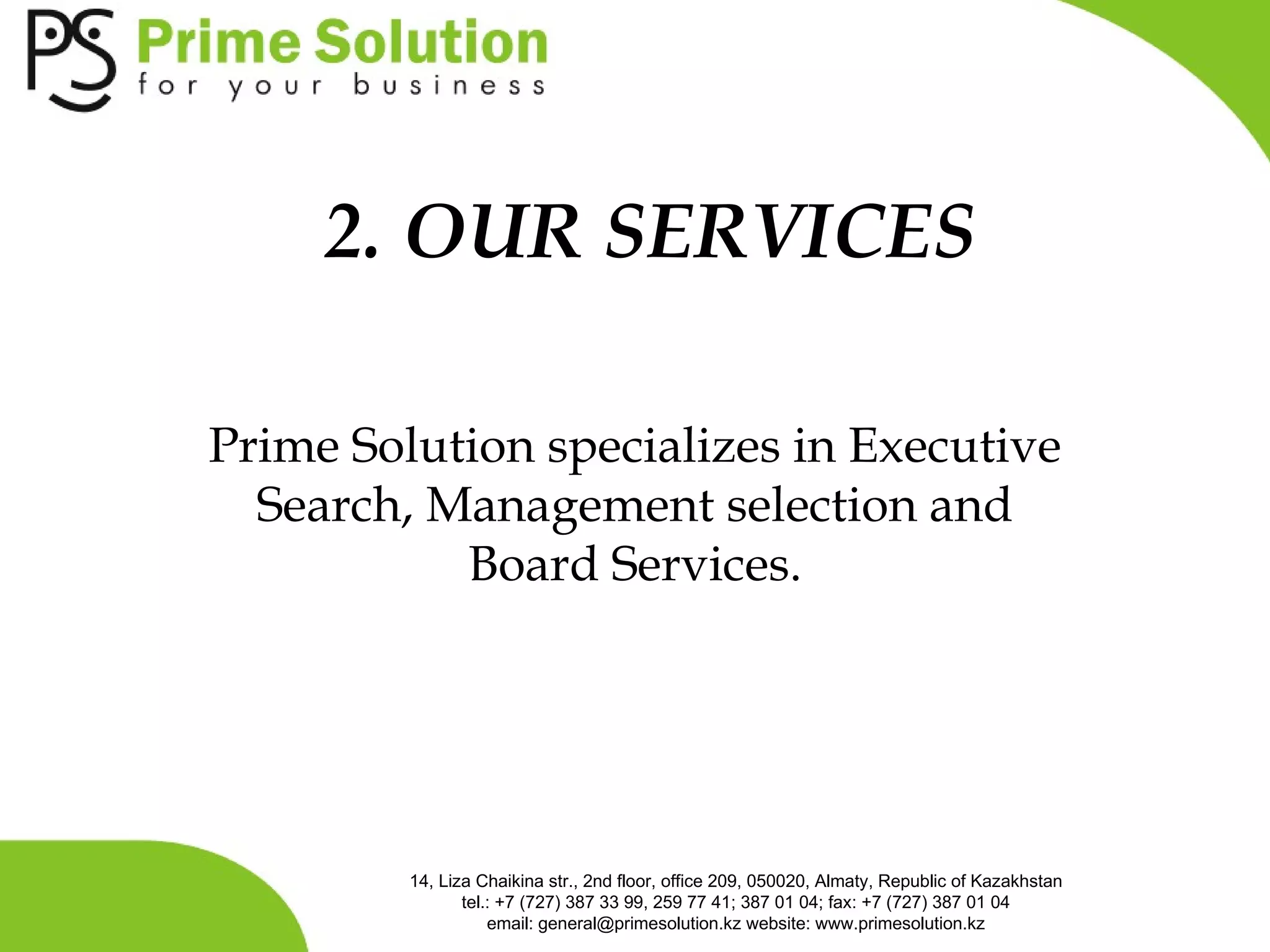 Prime Solution Corporate Presentation Eng | PPT