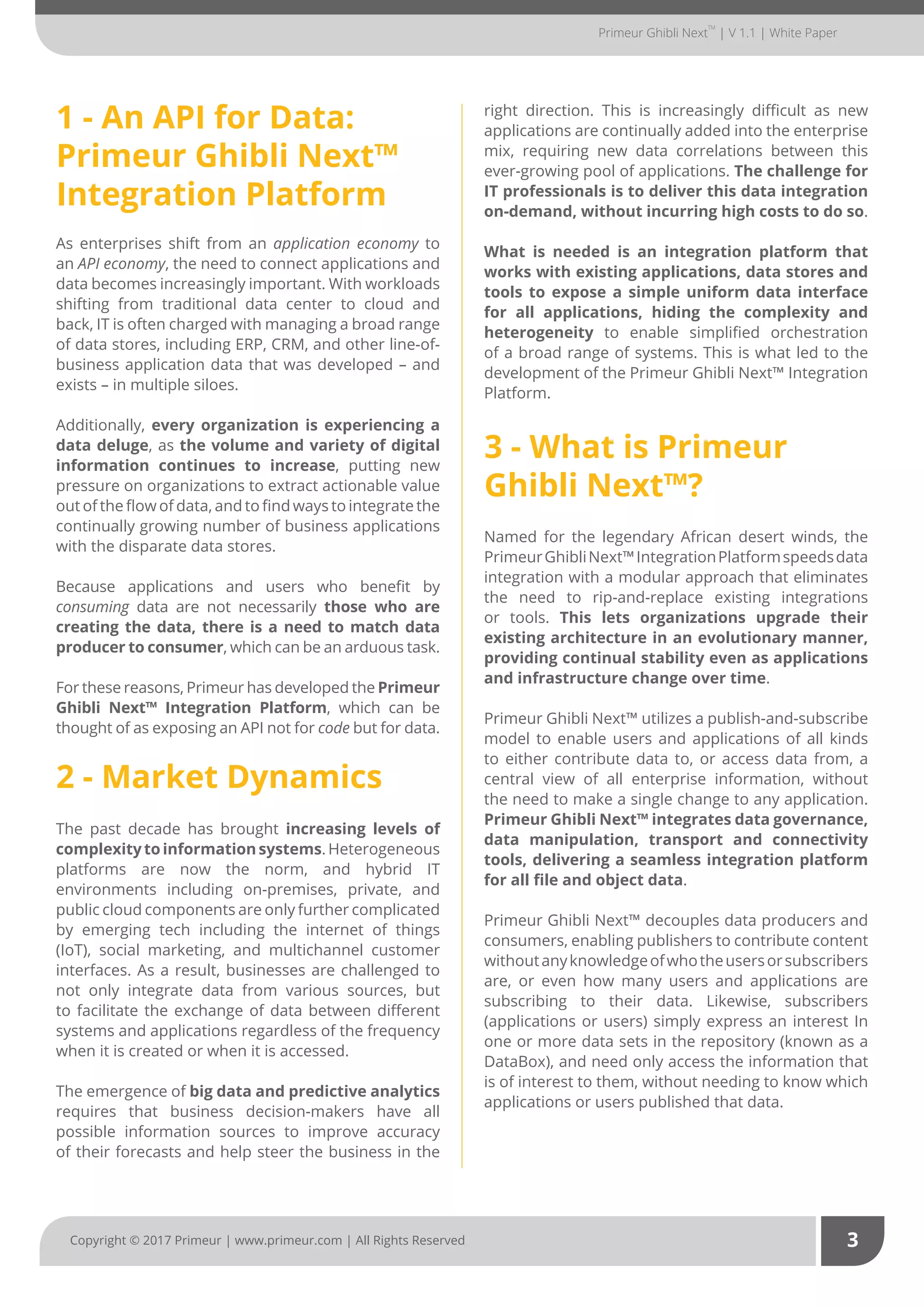 PRIMEUR GHIBLI NEXT™: Enterprise Data Integration Platform | PDF ...