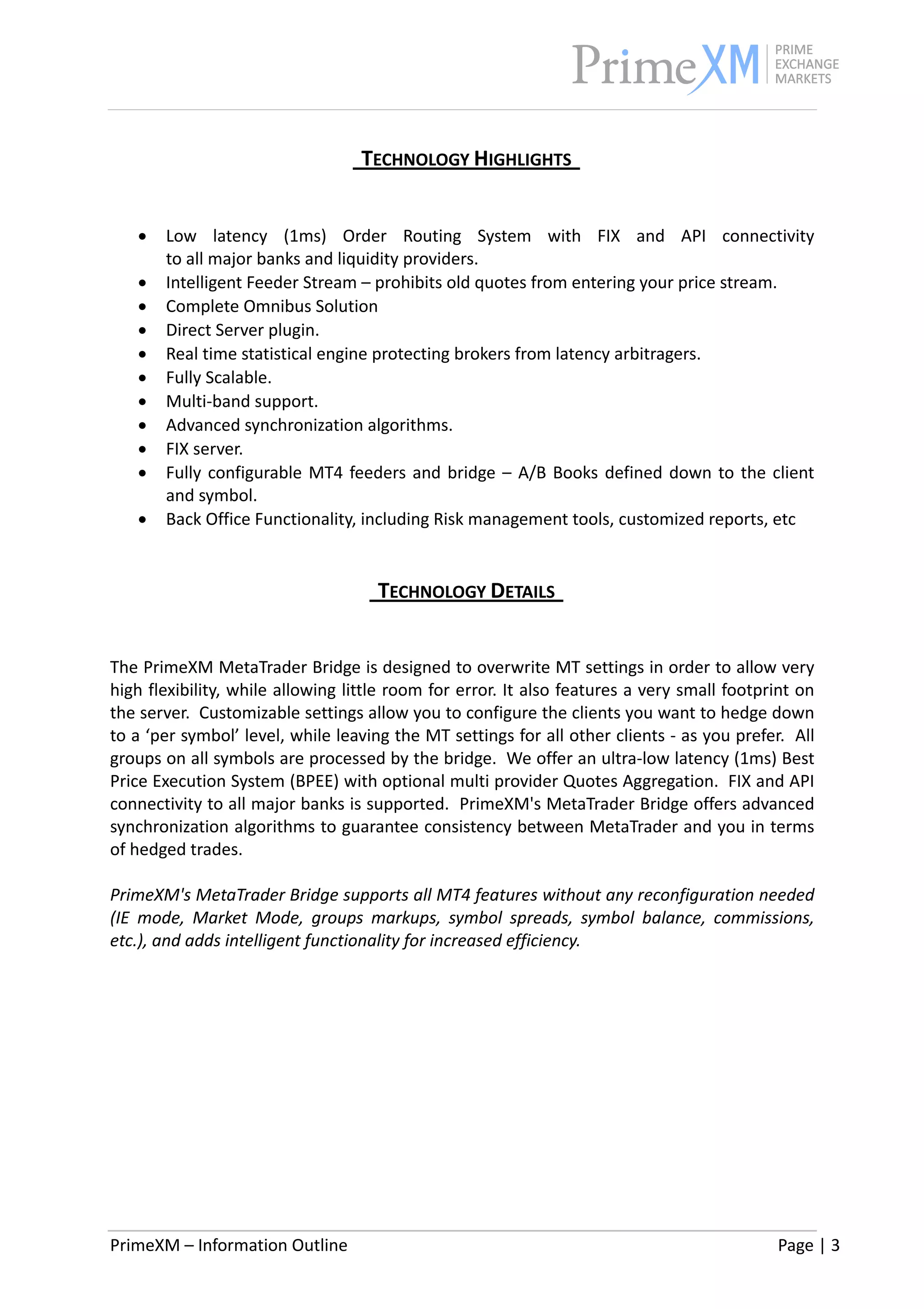 Prime XM Information Outline July 2011 | PDF
