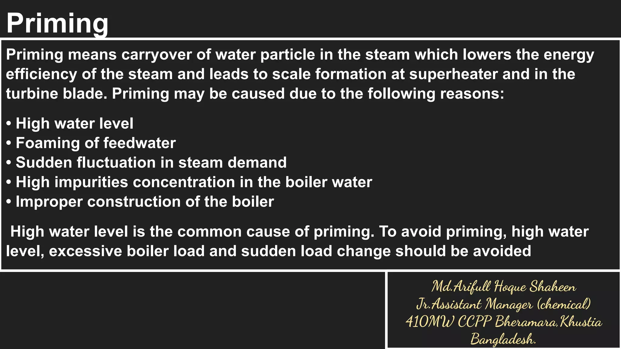 Priming, foaming and carryover | PDF